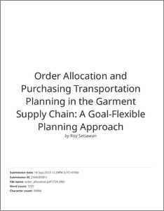 Order Allocation and Purchasing Transportation Planning in the Garment ...